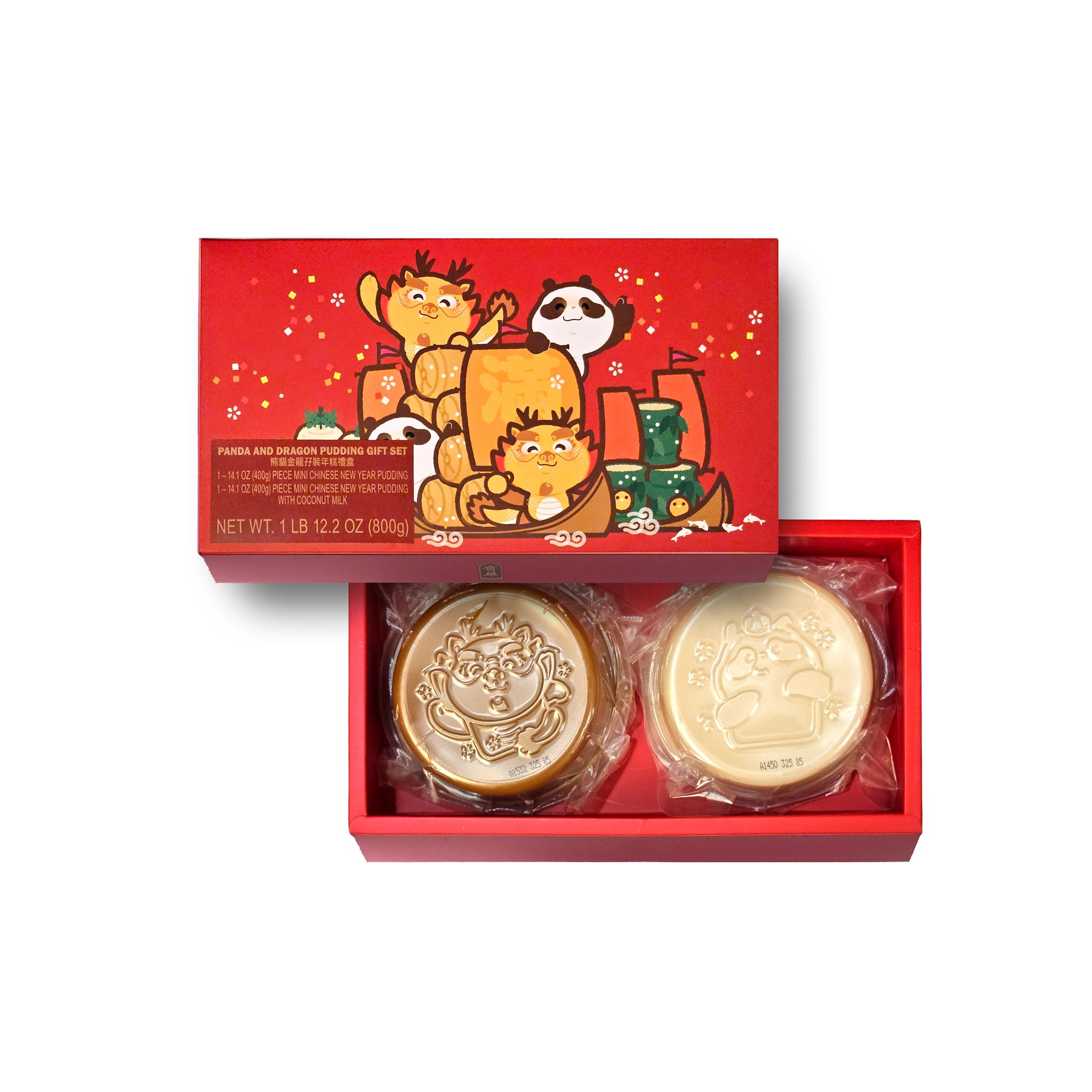 [HK] 2024 Dragon & Panda Mini Pudding Set (Grandma+Coconut) 熊貓龍年孖裝年糕禮盒 ...